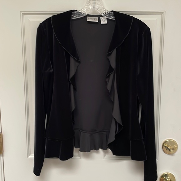 Chico's | Jackets & Coats | Chicos Velvet Ruffled Jacket Xs | Poshmark